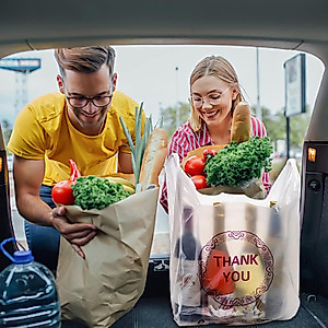 Elsjoy 500 Pieces Thank You Plastic Shopping Bags, 21 x 13 Inch T-Shirt Carry Out Bags Bulk Reusable Grocery Bags for Supermarket, Restaurant, Retail Store