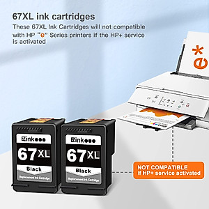 E-Z Ink (TM Ink Cartridge Replacement for HP 67XL 67 XL for DeskJet 2755e 4155e 2722 2752 2752e Envy Pro 6455 6458 6475 Envy 6455e 6055 6055e 6075 DeskJet Plus 4122 4132 4155 (2 Black)