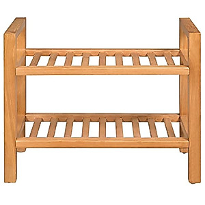 Youuihom Shoe Rack, Shoe Shelf Storage Organizer, for Entryway and Closet Hallway, Shoe Rack with 2 Shelves Solid Oak Wood 19.7"x10.6"x15.7"