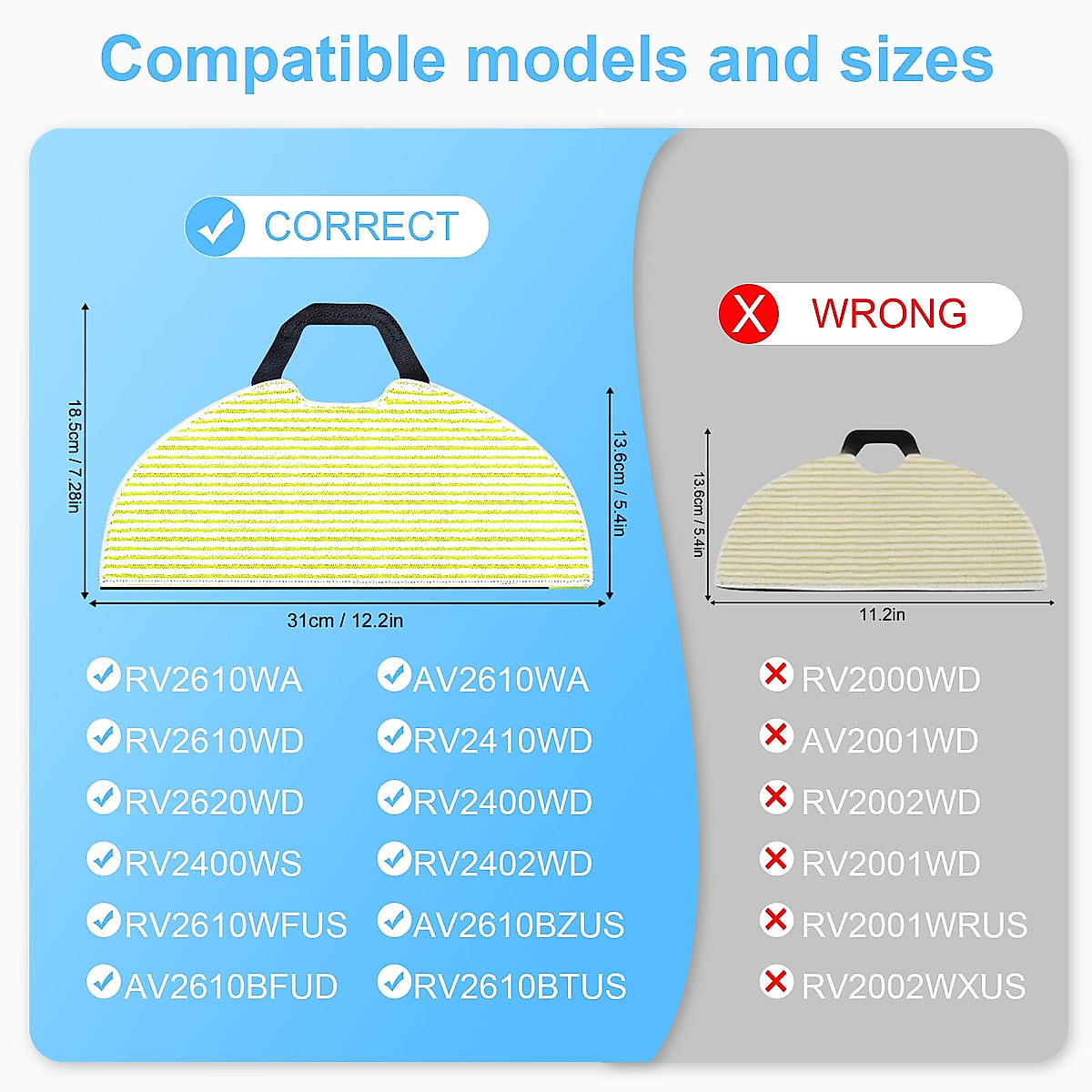 Fixbetter 6 Pcs Mop Pads for Shark RV2610WA AV2610WA RV2620WD RV2410WD AI Ultra 2- in-1 Robot Vacuum, Washable Reusable Mopping Pad Replacement Accessories