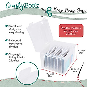 CraftyBook All Occasion Card Storage Box - Clear Plastic Organizer Assorted Card Box with 6 Adjustable Dividers