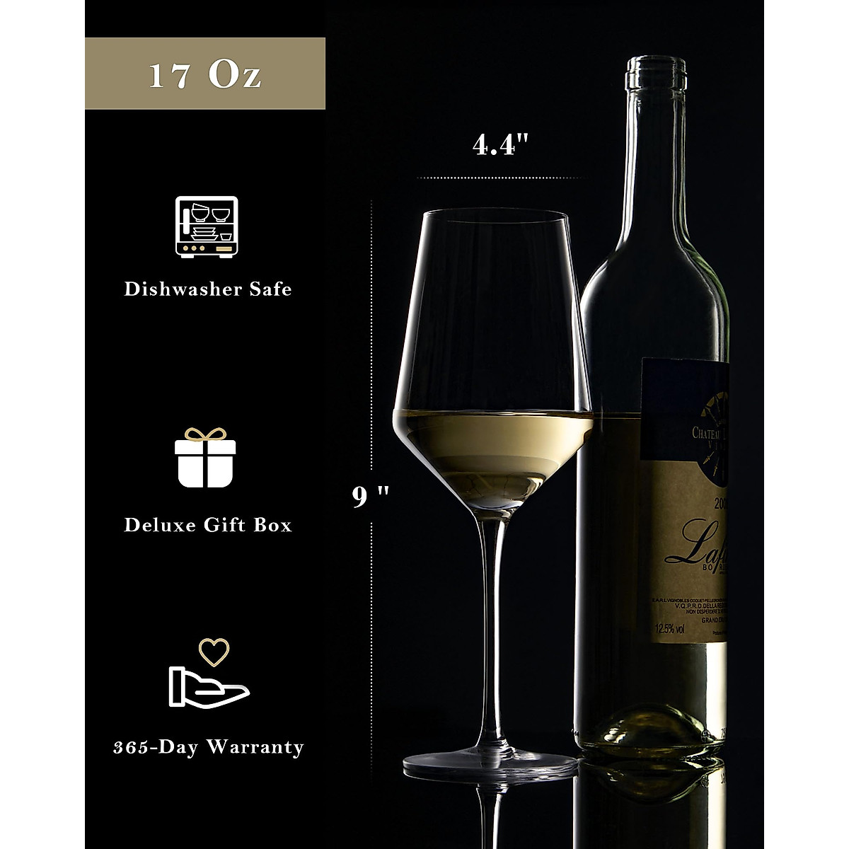 JBHO 17 oz Lead-Free Wine Glasses Set of 4, Hand Blown Durable Crystal Wine Glasses for Daily Use and Hosting Guests, Thin Rim for Serving Red and White Wine, Gift packing for any occasion