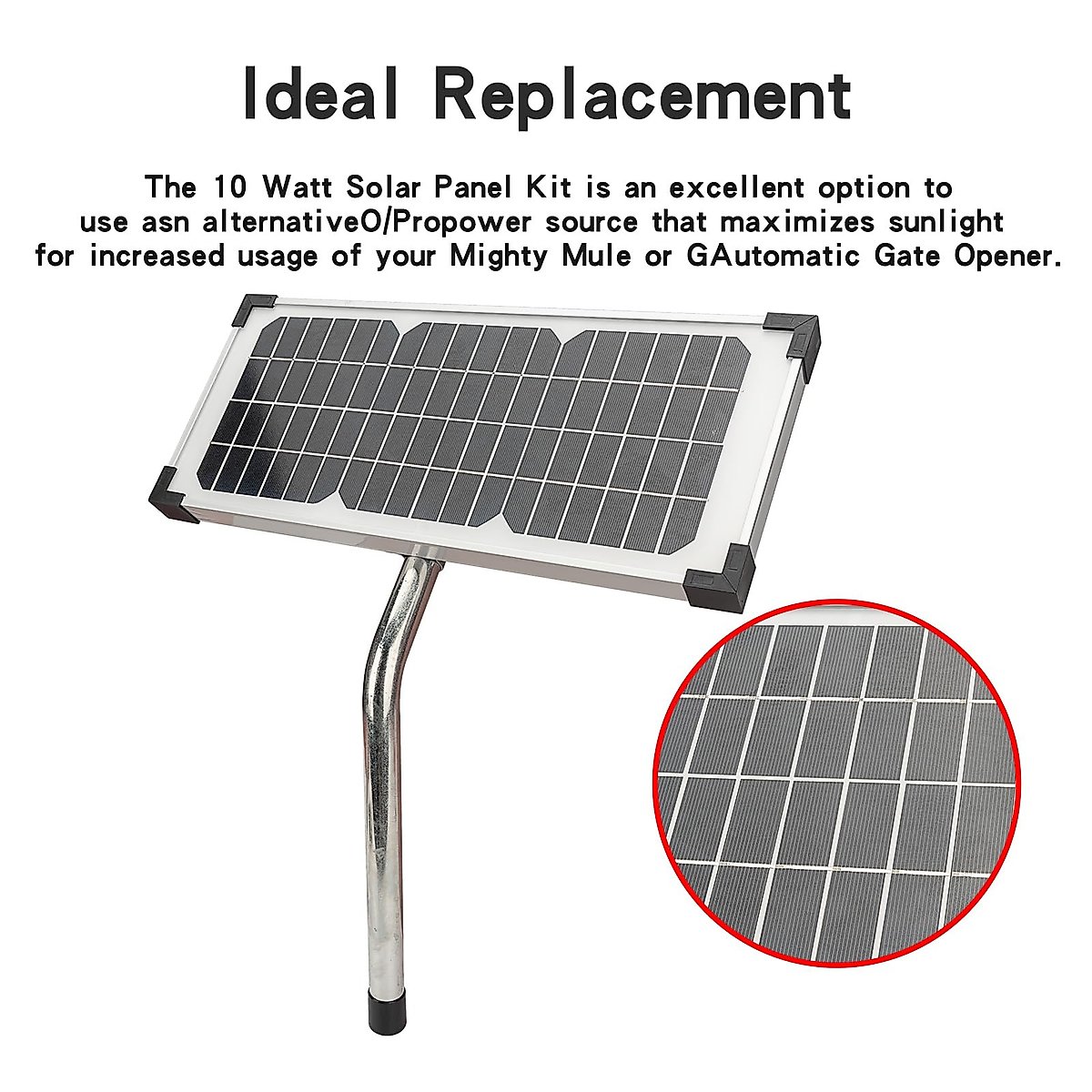 10 Watt Solar Panel Kit Compatible with Mighty Mule Automatic Gate Openers Replace# FM123