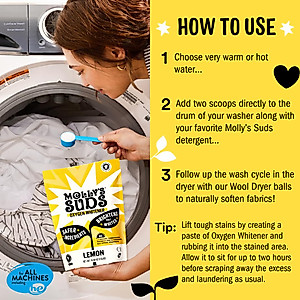 Molly's Suds Natural Oxygen Whitener | Natural Bleach Alternative, Plant-Derived Ingredients | Whitens Brights and Brightens Colors (Pure Lemon Essential Oil - 41.09 oz)