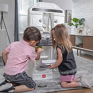 Step2 Quaint Kitchen for Kids, Play Kitchen Set, Toddlers 2+ Years Old, 20 Piece Pretend Play Pots and Pans Toy Accessories, Easy to Assemble, White