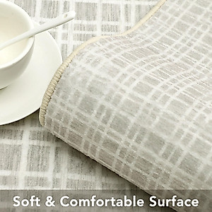 JOLENE.K Washable Rugs 8x10 Geometric Plaid Rug for Living Room Modern Distressed Area Rug for Bedroom Contemporay Office Rug Low Pile Neutral Soft Nursery Rug Non Slip Farmhouse Floor Cover Taupe