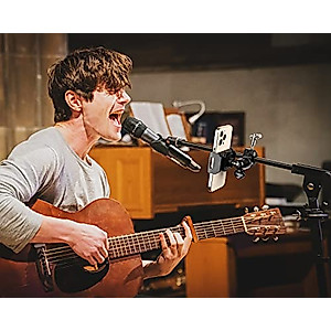 Elitehood 360° Swivel Tilt Mic Stand Phone Holder, Adjustable Phone Mount for Music Boom Mic Microphone Stand, Mic Stand iPhone Holder with Metal Clamp Mount for all iPhone, Android Cell Phone