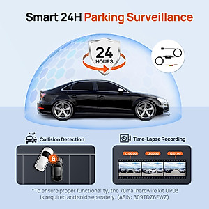 70mai Dash Cam M310, Dash Camera for Cars 1296P QHD, Smart Dash Cam Front Built in WiFi, 130° Wide-Angle FOV, WDR, Night Vision, iOS/Android Mobile App, Loop Recording, Parking Monitor, Time-Lapse