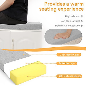 ROFIELTY Bench Cushion 31 inch, Durable Bench Cushions for Indoor Furniture, Window Seat Cushions Indoor, Personalized Custom Bench Cushion (31x15x3inch,Light Gray)