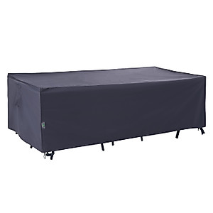 F&J Outdoors Patio Table Covers Waterproof Rectangular 86 x 44 x 27.5 inches, UV Resistant Snow Protection for Outdoor Dining Tables, Grey