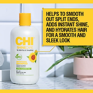 CHI ShineCare Smoothing Shampoo, Transforms Dull Hair Adding Instant Shine And Hydration, Sulfate, Paraben, & Cruelty-Free, 12 Oz