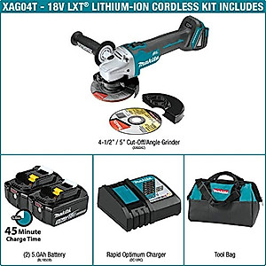 Makita XAG04T 18V LXT BL 4-1/2"/ 5" Cut-Off/Angle Grinder Kit