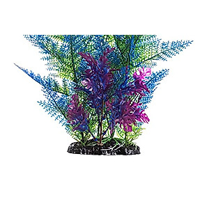 CNZ Aquarium Decor Fish Tank Decoration Ornament Artificial Plastic Plant Green/Blue, 15.7-inch