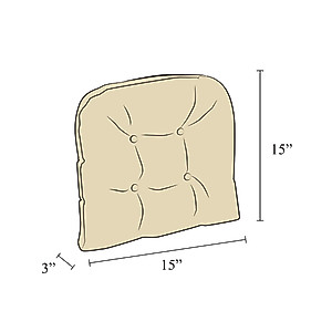 Klear Vu Gripper Overstuffed Universal Non-Slip Dining Chair Cushions for Kitchen Decor or Office Use, U-Shaped Skid-Proof Seat Pad, 15x15 Inches, 4 Count (Pack of 1), Linear Stone Tan