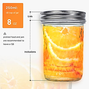 ZenTong Infi 8 oz Mason Jars,6 Pack Regular Mouth Glass Jars With Lid Salad Jars 8 oz Canning Jars for Pickling Canning Home Decor Overnight Oats Fruit Preserves Jam Jelly Food Storage DIY Projects