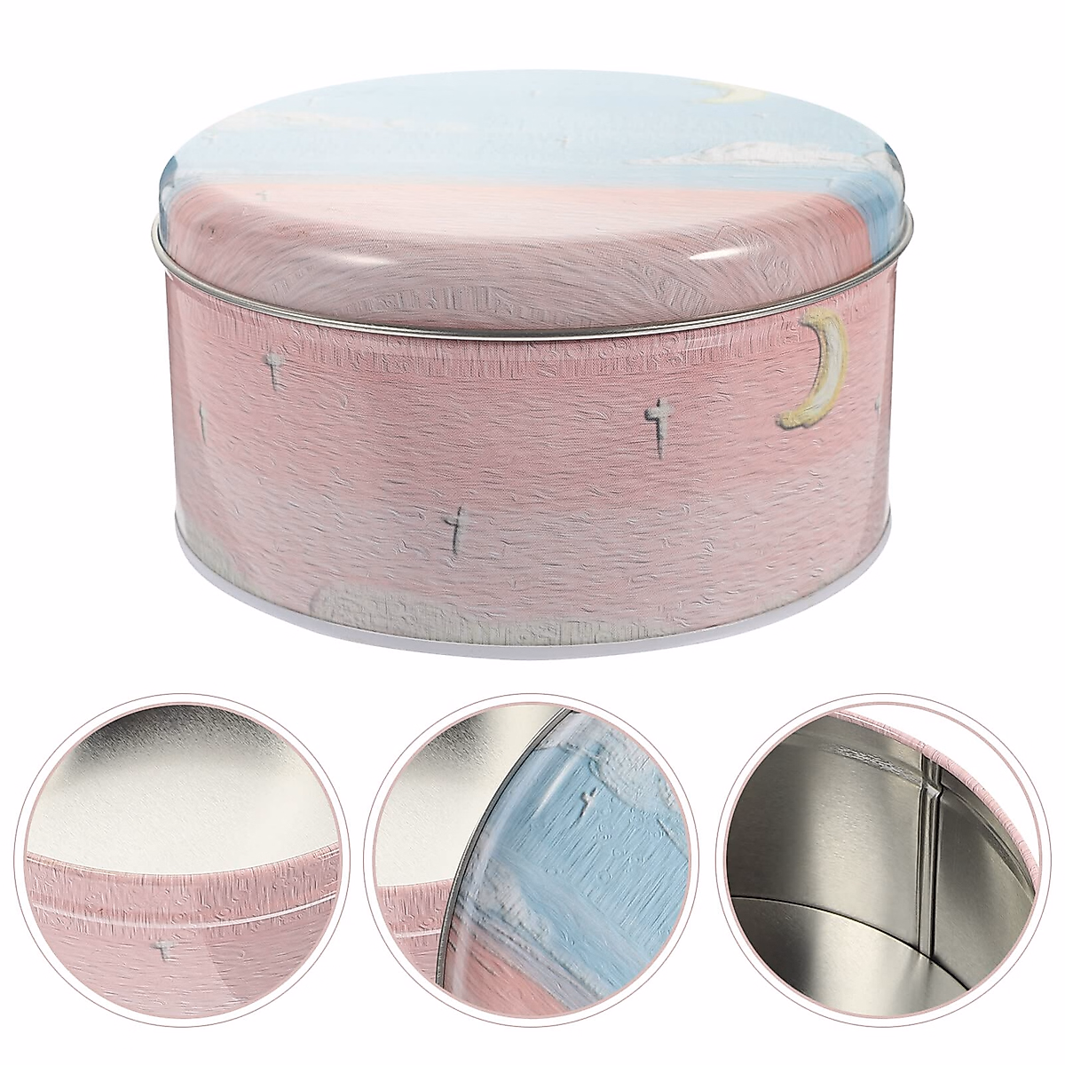 Decorative Cookie Tins Round Metal Cookie Tin with Lid Empty Gift Tin Decorative Nesting Tin Tinplate Container for Holiday Party Favors Treats Biscuits Cookie Gift Tins