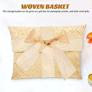 Alipis Bamboo Sticky Rice Basket Bamboo Pillow Candy Box Treat Packing Boxes Party Favors Boxes Sticky Rice Basket Snack Storage Basket Tea Container for Wedding Party Mothers Day Gift L