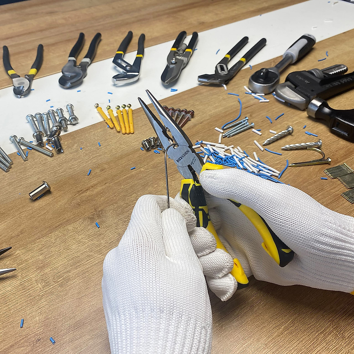 BOOSDEN® 8 inch Needle Nose Pliers with Side Cutters, Precision Long Nose Pliers with Wire Cutters, Professional Needle Nose Spring Loaded Pliers, Used for Cutting Clamping Pinching Jewelry Making