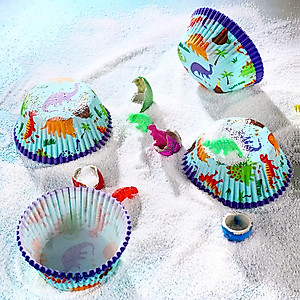 200 Pieces Dinosaur Cupcake Wrappers Dino Cupcake Holders Dinosaur Baking Cups Dinosaur Cupcake Liners for Baby Shower Wedding Birthday