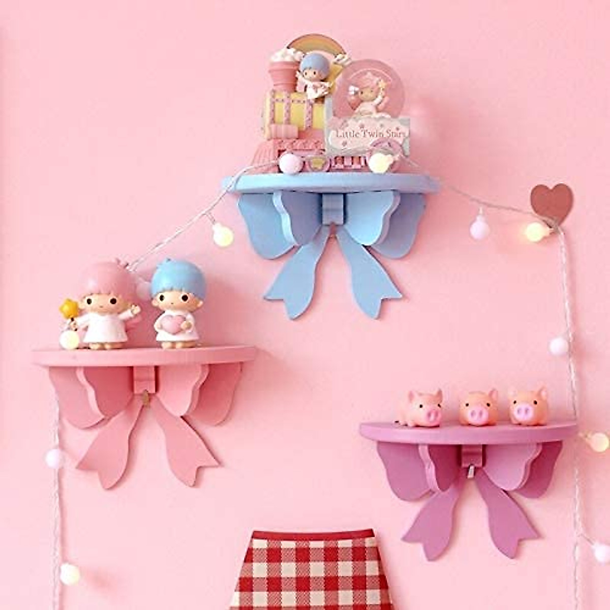Kawaii Wood Floating Shelf Kawaii Wall Decor Kawaii Room Decor Kawaii Pink Room Decor (Pink)