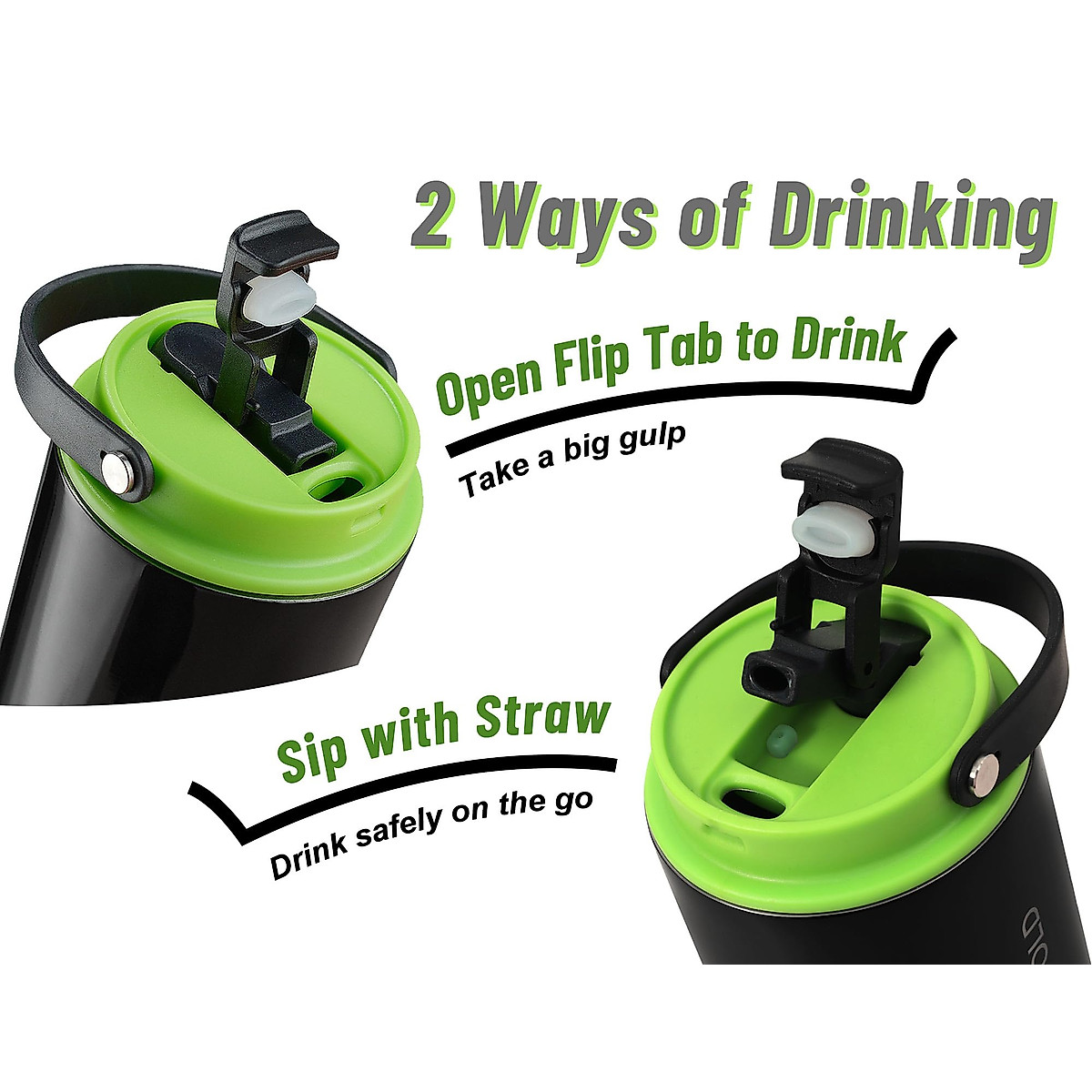 DLOCCOLD 30 oz Stainless Steel Tumbler with Straw & Handle, Insulated Double Walled Water Bottle for Home, Office, Car, Leak Proof, Reusable Cup with Flip Straw for Women Men, Cupholder Friendly