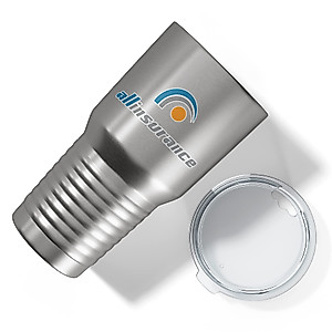 Personalized 30oz (17 Colors) Printed Insulated Stainless Steel Tumbler with Lid - Custom Promotional Items with your Logo - Bulk Company Small Business Party Favors (Stainless)