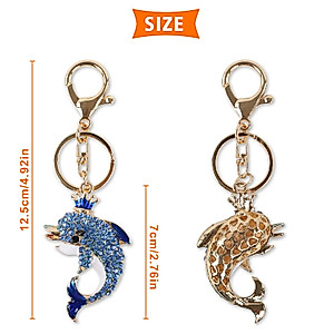 Dolphin Keychain - Ocean Crystal Key Ring, 1 Set Blue Decor for Car Supplies,Gift to Women Girls,Rhinestone Decorations for Bag Accessories (Dolphin)