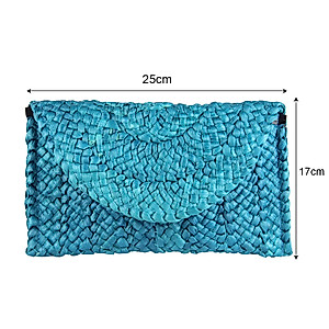 LUI SUI Women Straw Clutch Purse Handbag Straw Shoulder Bag Summer Beach Bag Woven Bag Envelope Purse Wallet