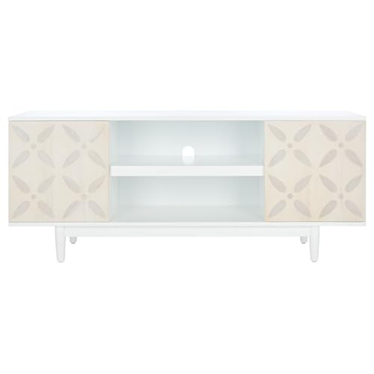 SAFAVIEH Home Collection Faye White Washed 3-Shelf Patterned Entertainment Media Stand up to 60" Flatscreen TV