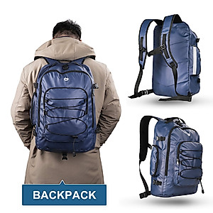 HUNTVP Bike Bag Bike Pannier Bag 3 in 1 Rack Saddle Bag Backpack Rear Seat Bag Shoulder Bag Laptop Pannier Cargo Rack Bicycle Bag with Rain Cover (Blue)