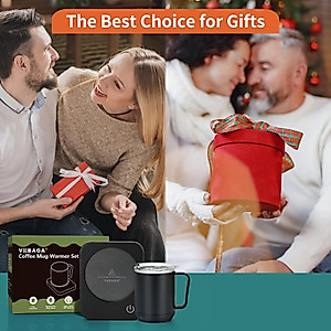 VOBAGA Coffee Mug Warmer Set with Auto Shut Off, Come with 15 oz Coffee Mug, 3 Temperature Setting Coffee Cup Warmer & Portable Candle Warmer for Home Office Desk Accessories