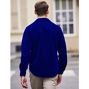 COOFANDY Men's Casual Dress Shirt Vintage Suede Jacket Lightweight Faux Suede Shirt Jacket Blue