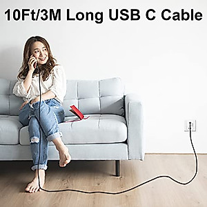 Deegotech 100W USB C Cable, [2-Pack 10ft] Nylon Braided MacBook Charger Cable, Long Type C to Type C Cable Compatible with MacBook Pro/MacBook Air/iPad Pro, for Galaxy S22/21/20, Black