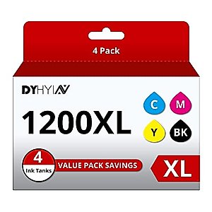 DYHYIN 1200XL Compatible Ink cartridges Replacement for Maxify PGI 1200 to use with MB2720 MB2320 MB2020 MB2120 MB2350 MB2050 Printer (1 Black, 1 Cyan, 1 Magenta, 1 Yellow) 4 Pack