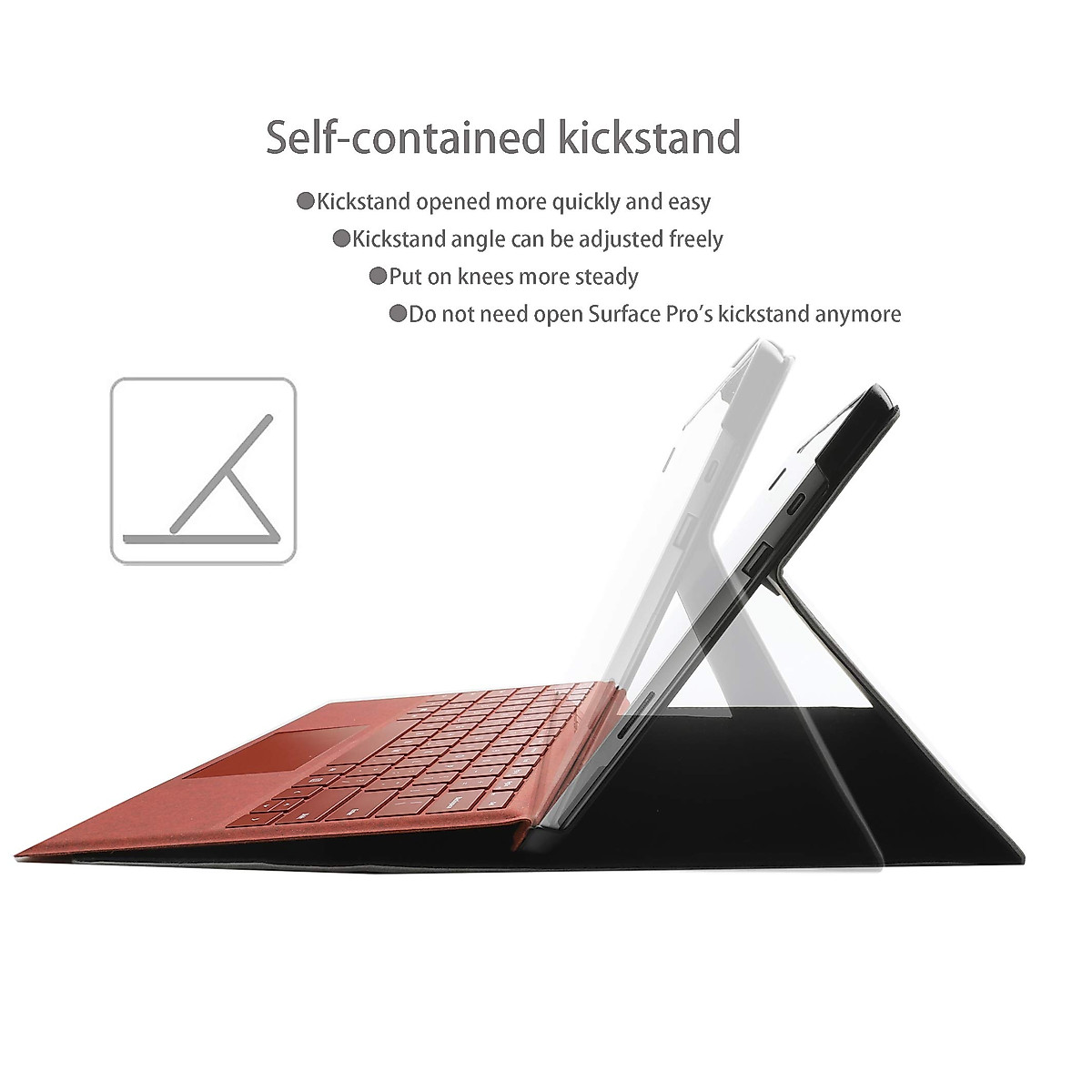 LnarrCase Surface Pro Case for Microsoft Surface Pro 7 / Pro 6 / Pro 5 / Pro 4 12.3 Inch Tablet Multiple Angle Viewing Compatible with Type Cover Keyboard -Grey