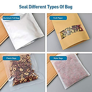 8 inch 200mm Impulse Bag Sealer, Manual Bag Sealer Heat Seal Closer, Adjustable Timer Electric Heat Seal Closer Packaging Sealer with 2 Free Replacement Kit, Blue