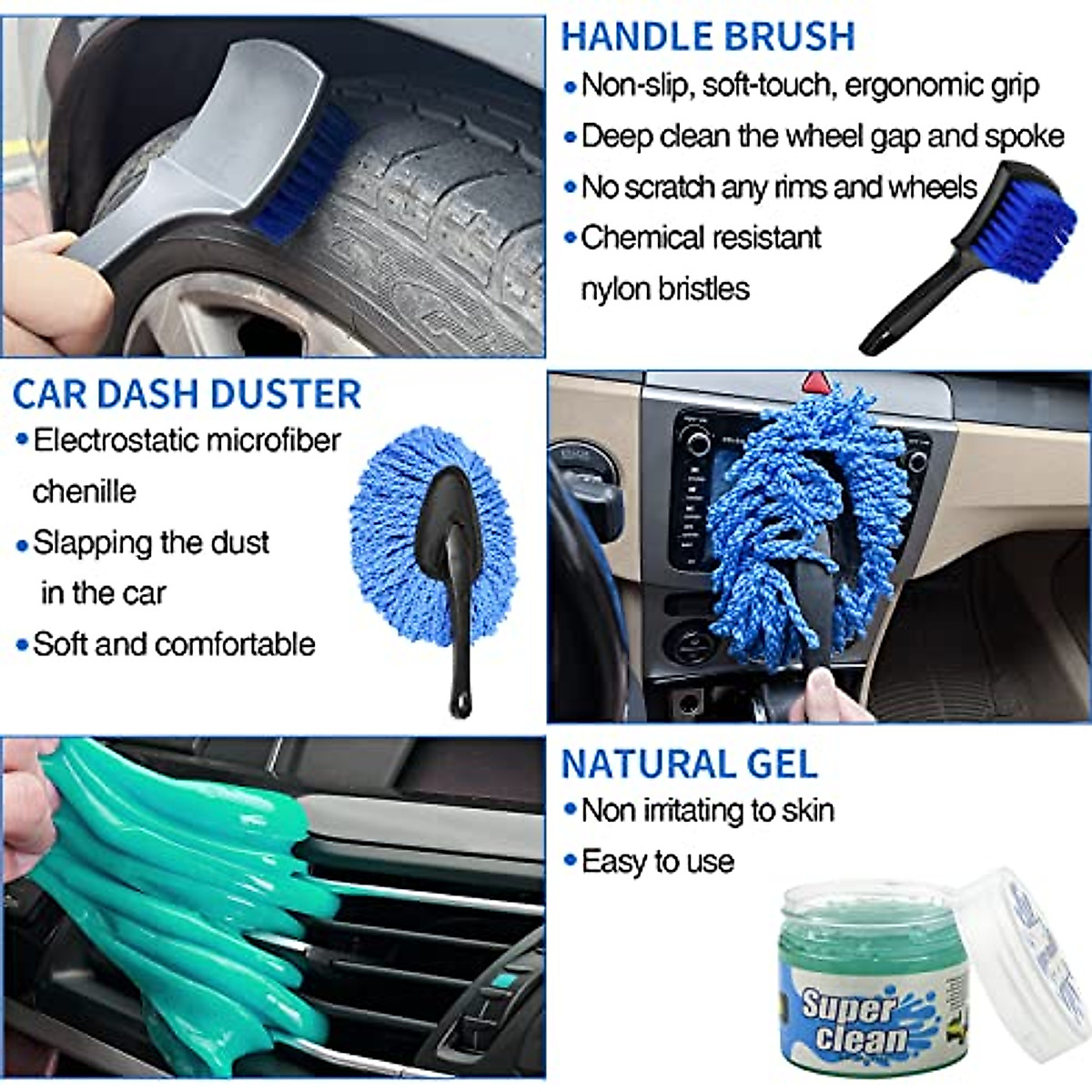 Car Detailing Brushes kit,28Pcs Car Cleaning Drill Brush Set with Detailing Brushes and Microfiber Wash Mitt, Buffing Polishing Sponge Pads,Auto Cleaning Tools Kit for Interior&Exterior, Tire, Wheels