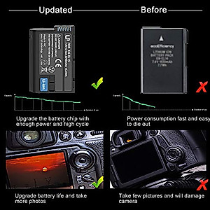 EN-EL15 EN EL15a Battery Rechargeable, LP Charger Compatible with Nikon D7500, D7200, D7100, D7000, D850, D750, D500, D810a, D810, D800e, D800, D610, D600 & More