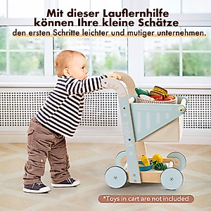 ROBUD Wooden Baby Walker for Girls Boys, Wooden Shopping Cart for Kids Toddlers, Learning Walker Toys for 10 Months 1 Year Old