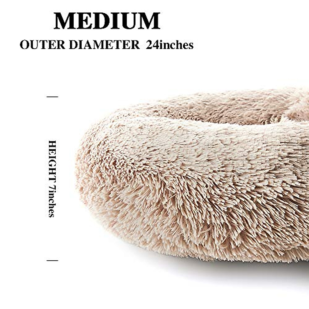 SunStyle Home Calming Pet Bed, M(24'x24'), Brown, 25 lbs, Polyester, Round, Stuffed, Sewn