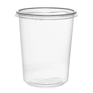VeZee Lightweight - 32oz - Clear Disposable Round Food Storage Deli Containers with Lids To-Go, Microwavable, Leak Proof, BPA-free : Set of 100