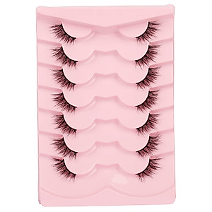 Gmagictobo False Eyelashes Fluffy Half Lashes Natural Look Cat Eye Lashes Pack False Lashes Extensions Fake Eyelashes 7 Pairs Multipack