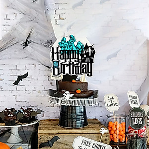 Haunted of Mansion Birthday Party Decorations, Halloween Horror Theme Party Supplies with Happy Birthday Banner, Cake Toppers, Balloons for Kids Adults Party Favors