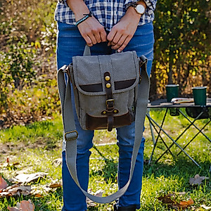 TSD Brand Valley Trail Canvas Crossbody Bag (Grey)