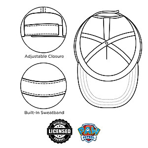 Nickelodeon Little Baseball Cap, Paw Patrol Marshall Adjustable Toddler Boy Hats for Kids, Red, Ages 2-4 and Ages 4-7