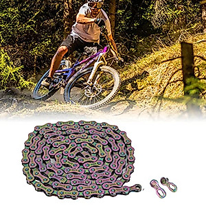 Oumefar Carbon Steel Bike Chain, High Rigidity Fluent Shifting Bike Accessory 980kg Tensile Strength Strengthened Shaft with Chain Connector for Road Bike Sportinggoods