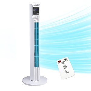 TrendGear Oscillating Tower Fan, Bladeless Fan with Remote Control, 3 Speeds, 3 Modes, 7.5 H Timer, Portable Quiet Cooling Fan, 36’’ Standing Fan for Home Office