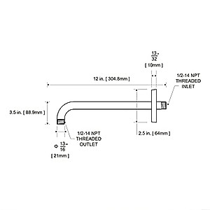 OFFO Shower Arm with Flange 12 Inches Wall Mount Replacement Angle Shower Head Arm Wall-Mounted For Fixed Shower Head & Handheld Showerhead Matte Black