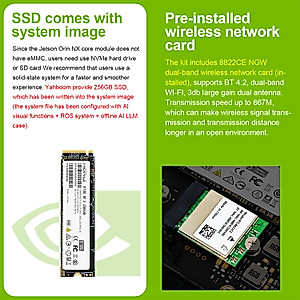 Yahboom Jetson Orin NX 8GB 117TOPS Development Kit for AI Edge Provide ROS Programming Courses Based on Core Module Ubuntu22.04 (Orin NX 8GB Basis Kit)