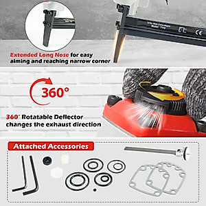 Dongya 7116L Pneumatic Upholstery Stapler with 10,000 PCS Staples, 22 Gauge 1/4'' to 5/8'' Length, 3/8'' Crown Long Nose Staple Gun, Air Power Fine Wire Stapler for Upholstering & Furniture